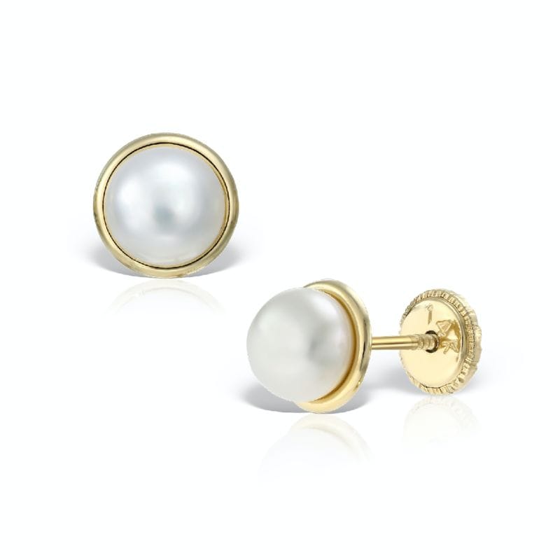 Cercei fetite - aur galben cu perla - design românesc - MOSV